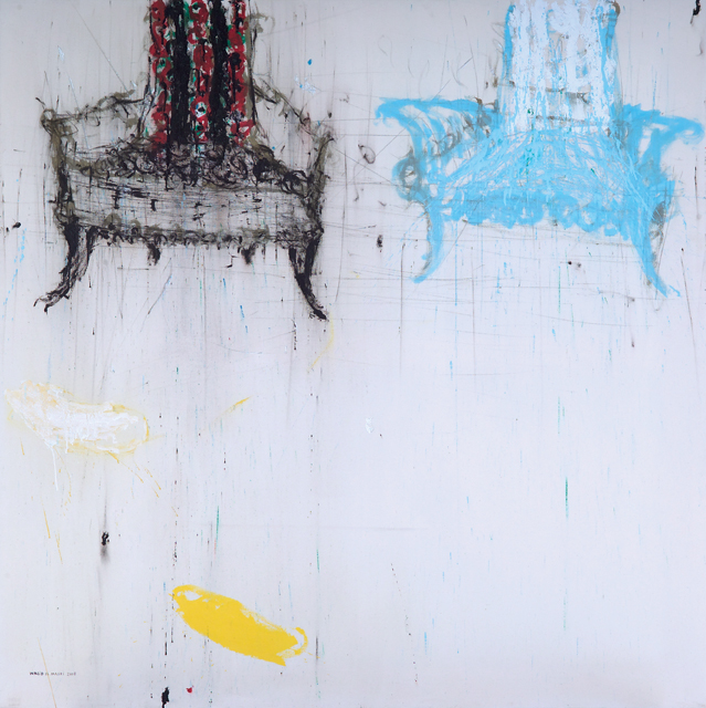 Chair, 2008, mixed media on canvas, 180×180 cm – Walid El Masri